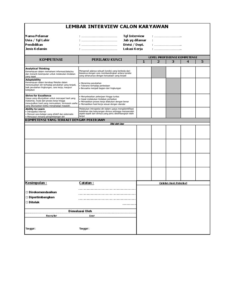 Form Interview Dedicated | PDF | Pengembangan Diri