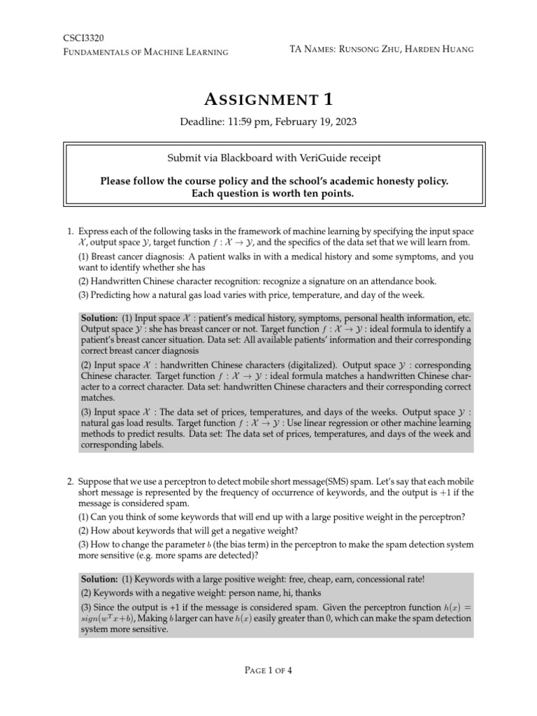 Machine Learning Assignments and Answers | PDF | Machine Learning | Plane (Geometry)
