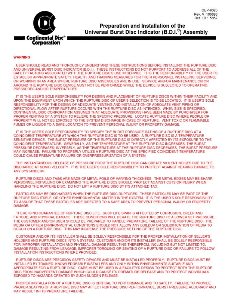 Recommended Torque For Bursting Disc Indicator-1 | PDF | Nut (Hardware ...