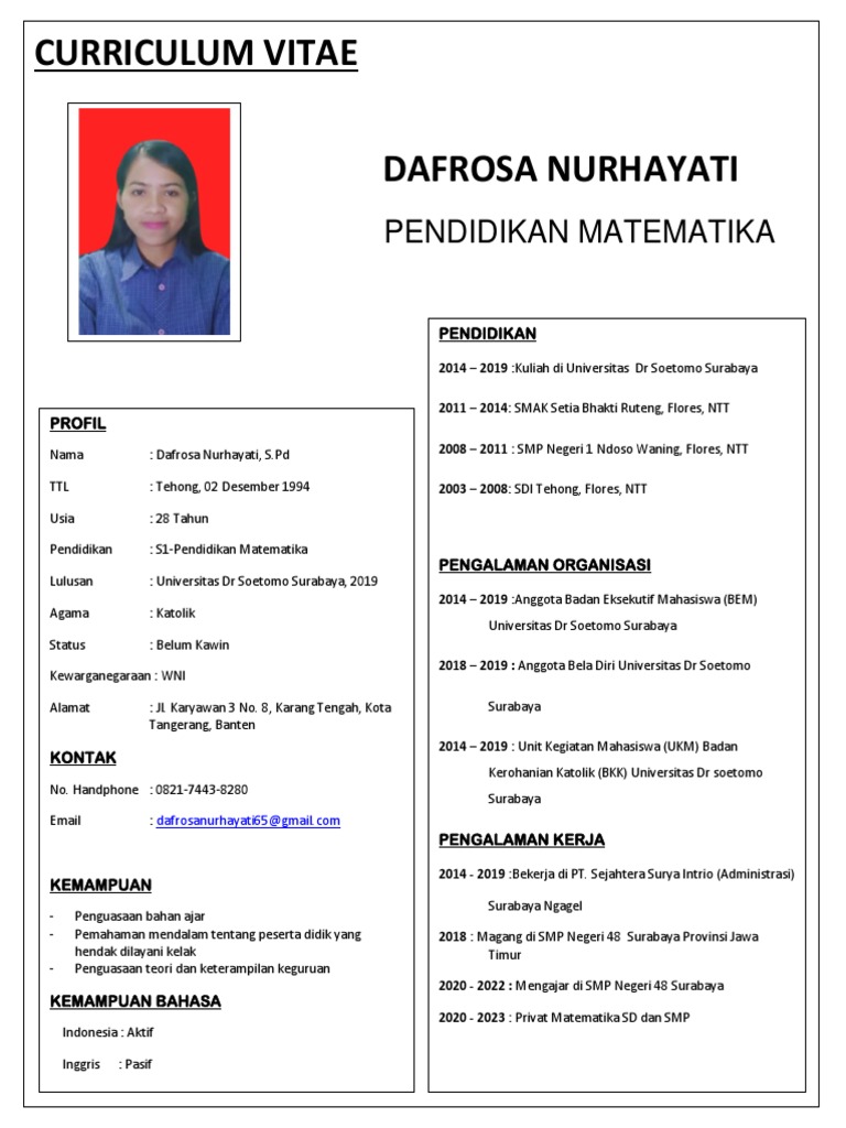 CV Dafrosa Nurhayati-Bimbel Genesis | PDF | Kesehatan Holistik