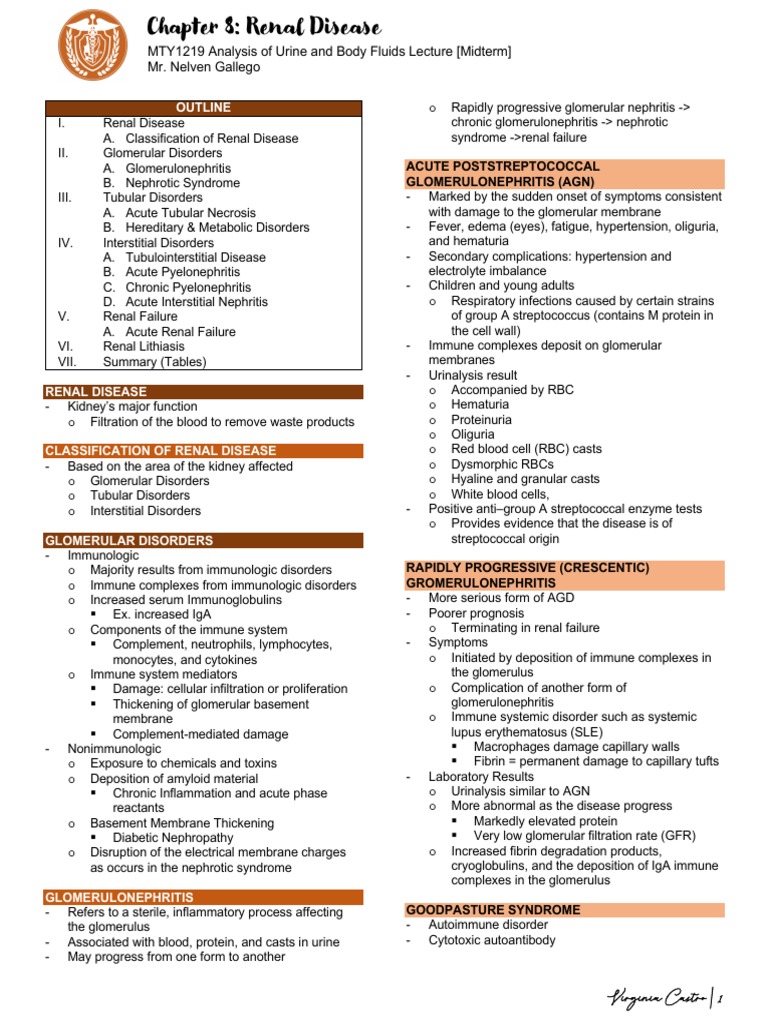 Chapter 8 - Renal Disease | PDF | Kidney Disease | Urinary Tract Infection