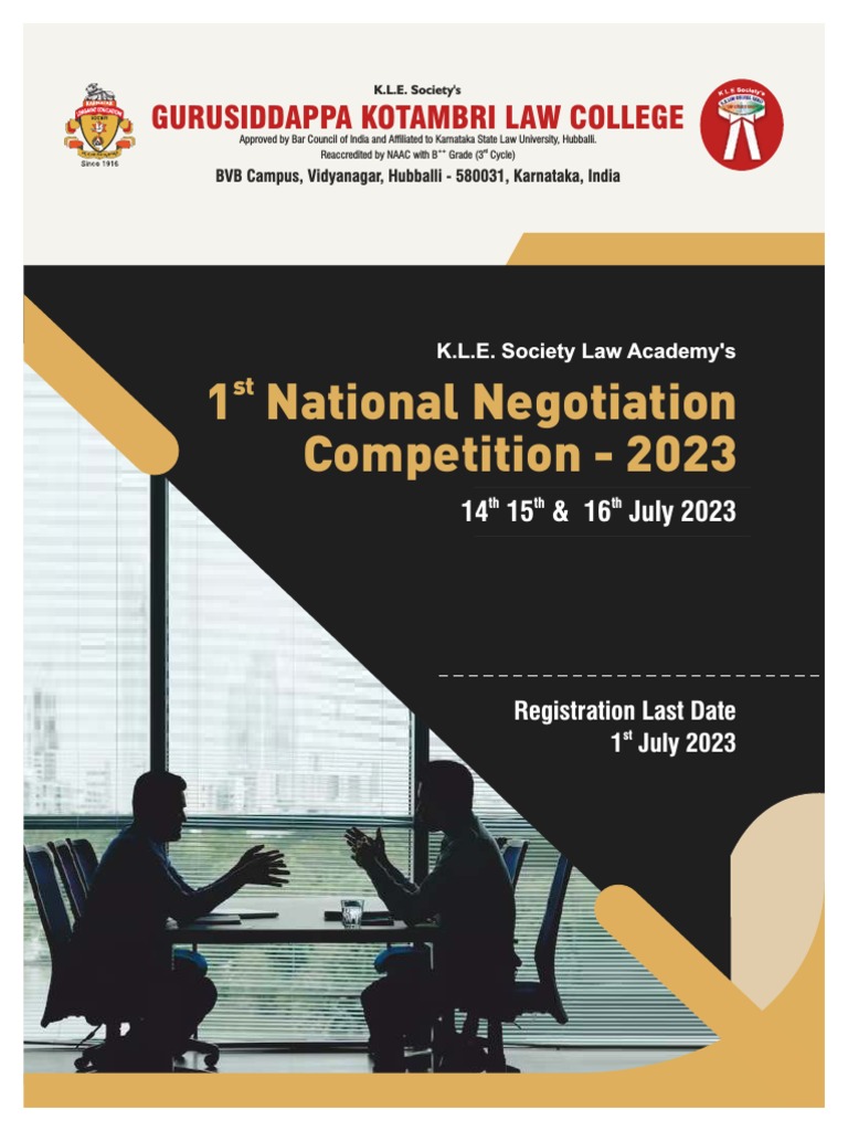 1stnational Negotiation Competition - 2023 | PDF | Alternative Dispute Resolution | Negotiation