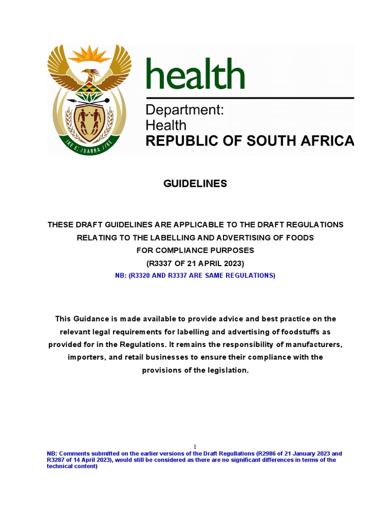 Guidelines To R3337 Food Labeling Regulations Draft 1685509864 | PDF ...