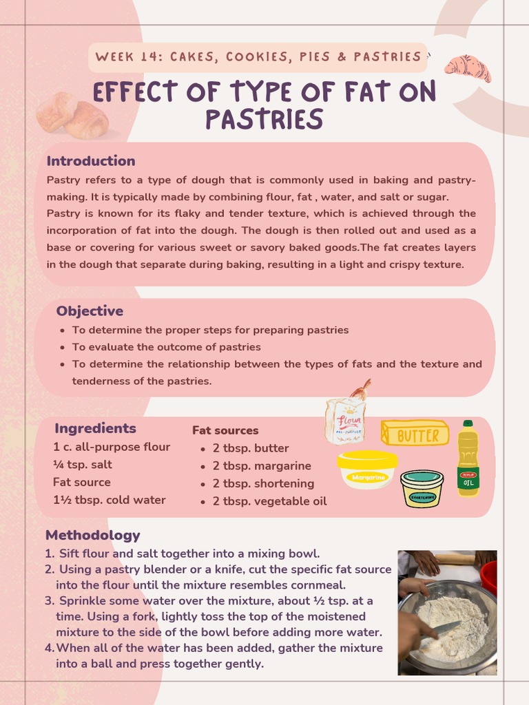 Week 14 - Effect of Fat To Pastries Infographic | PDF | Shortening | Baking