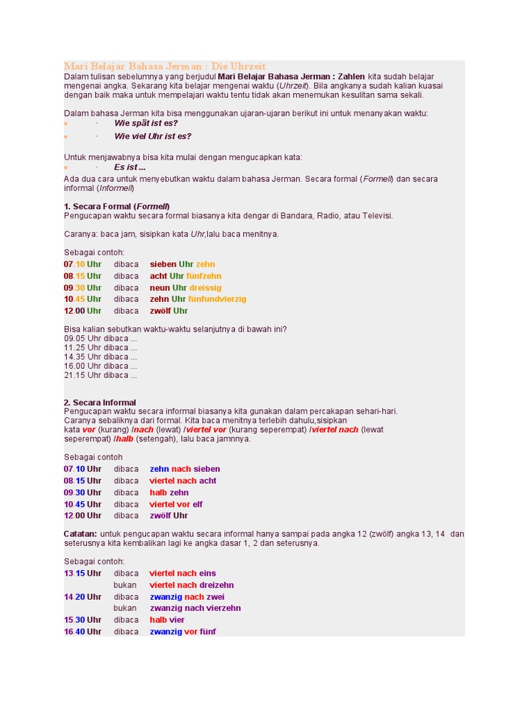 Mari Belajar Bahasa Jerman | PDF