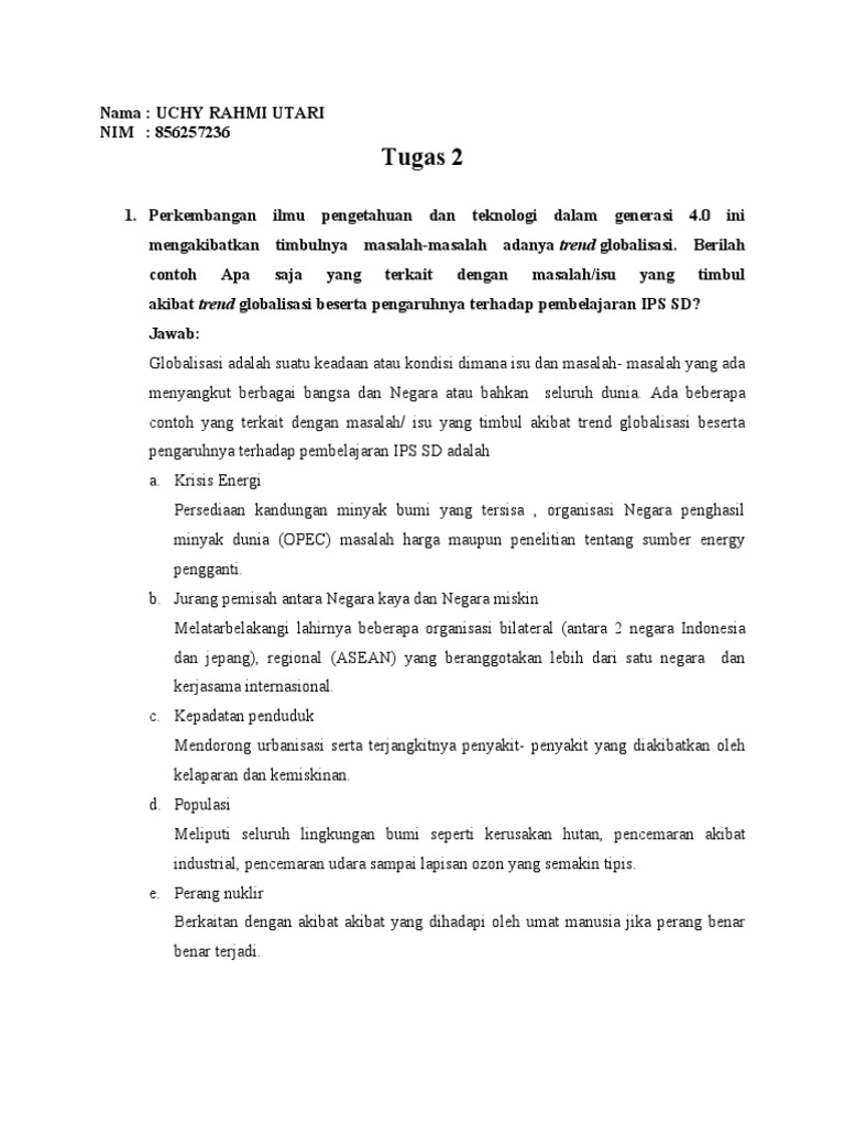 Tugas Tuton 2 Ips | PDF | Sains & Matematika