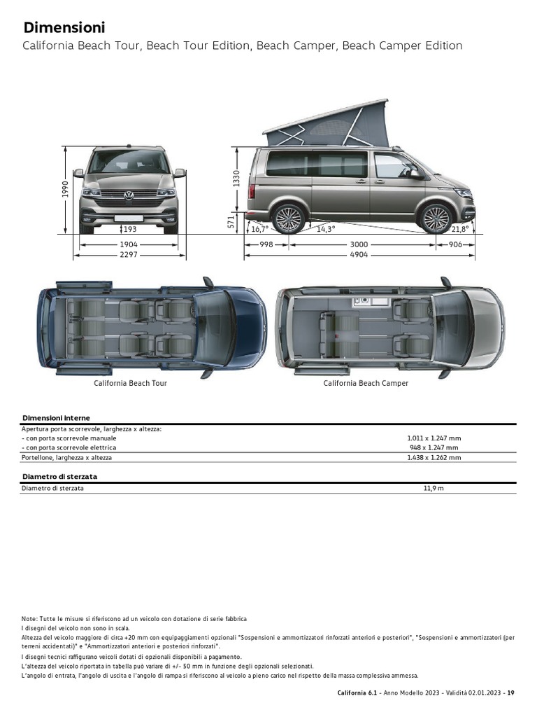 Dimensioni Volkswagen California | PDF