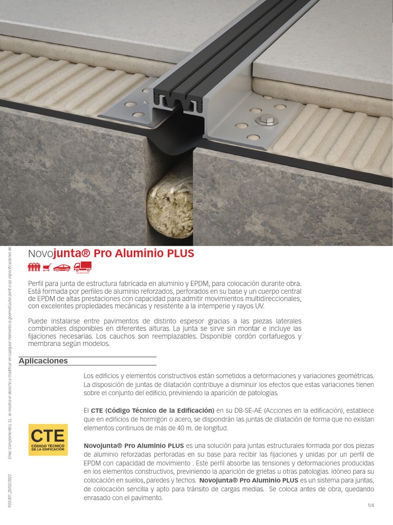 Ficha Tecnica Novojunta Pro Aluminio Plus Emac | PDF | Aluminio | Materiales