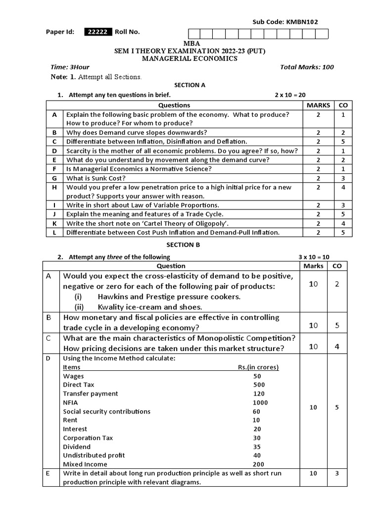 KMBN 102 (PUT) | PDF | Economics | Inflation