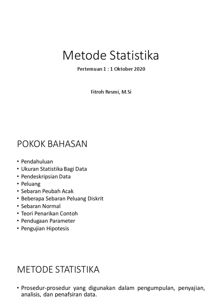 Metode Statistika - Pertemuan 1 | PDF