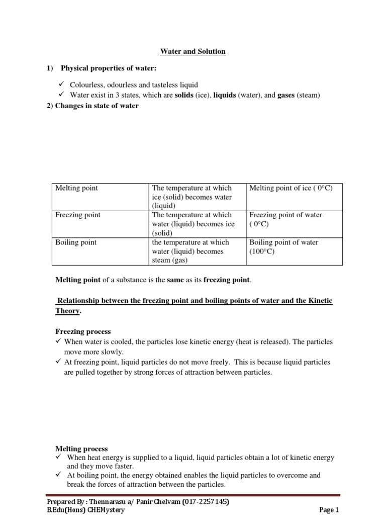 Water and Solution | PDF