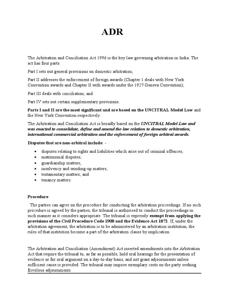 ADR_ADR Notes_Ish Maini_ADR notes | PDF | Arbitration | Alternative ...