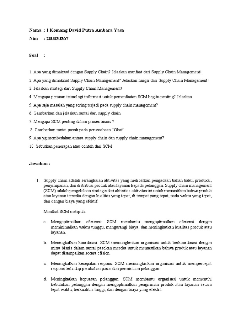 SCM Kuis 1 | PDF