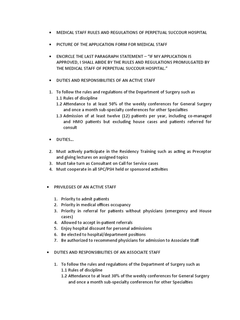 Medical Staff Regulations at PSH | PDF | Patient | Health Maintenance ...