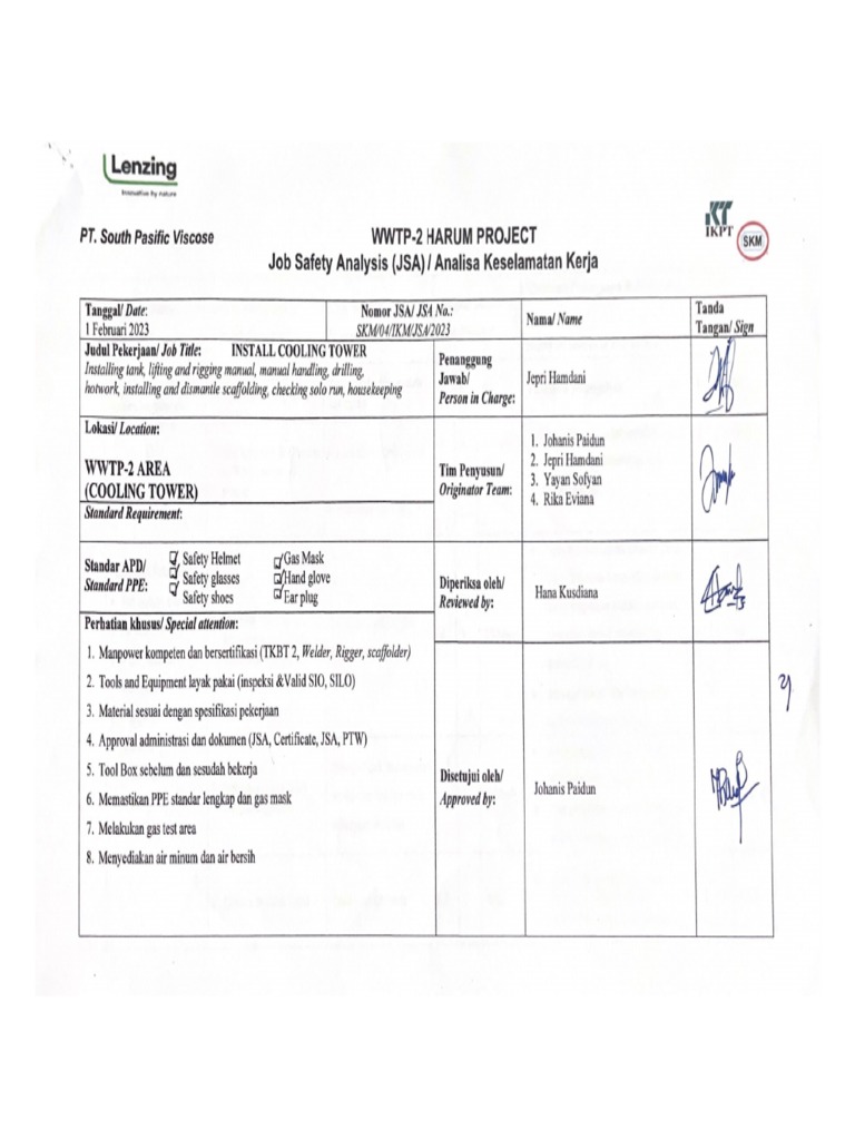 JSA Install Cooling Tower | PDF JSA Install Cooling Tower | PDF