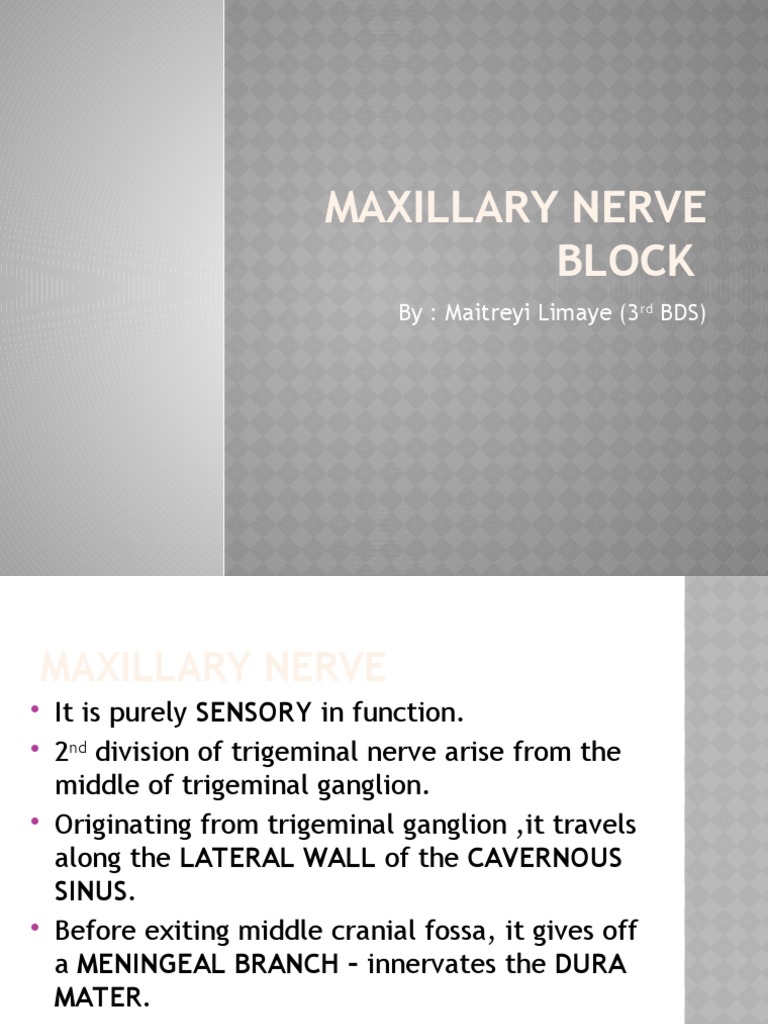 Maxillary Nerve Block | PDF | Face | Human Anatomy