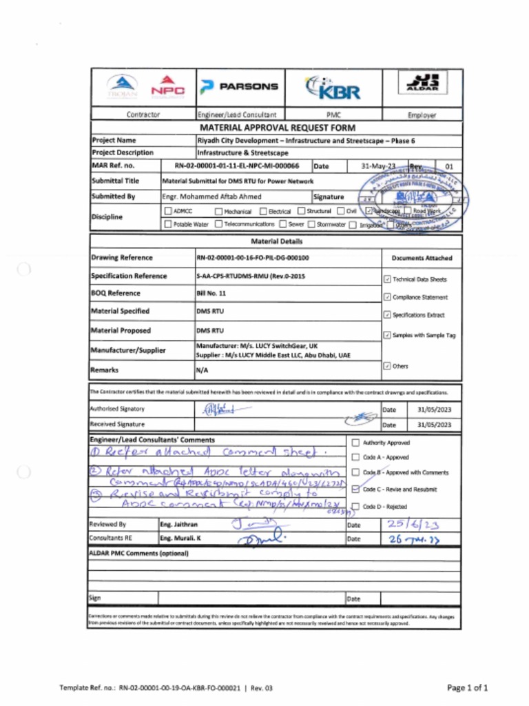 RN 02 00001 01 11 EL NPC MI 000066 (01) M.sub For DMS RTU For ...