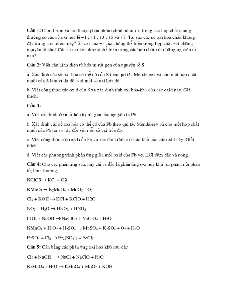 BTLT Chương 3 Oxi Hóa KH | PDF