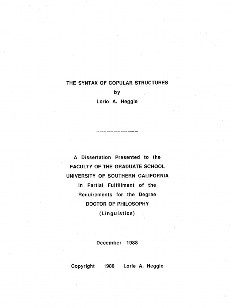 The Syntax of Copular Structures | PDF