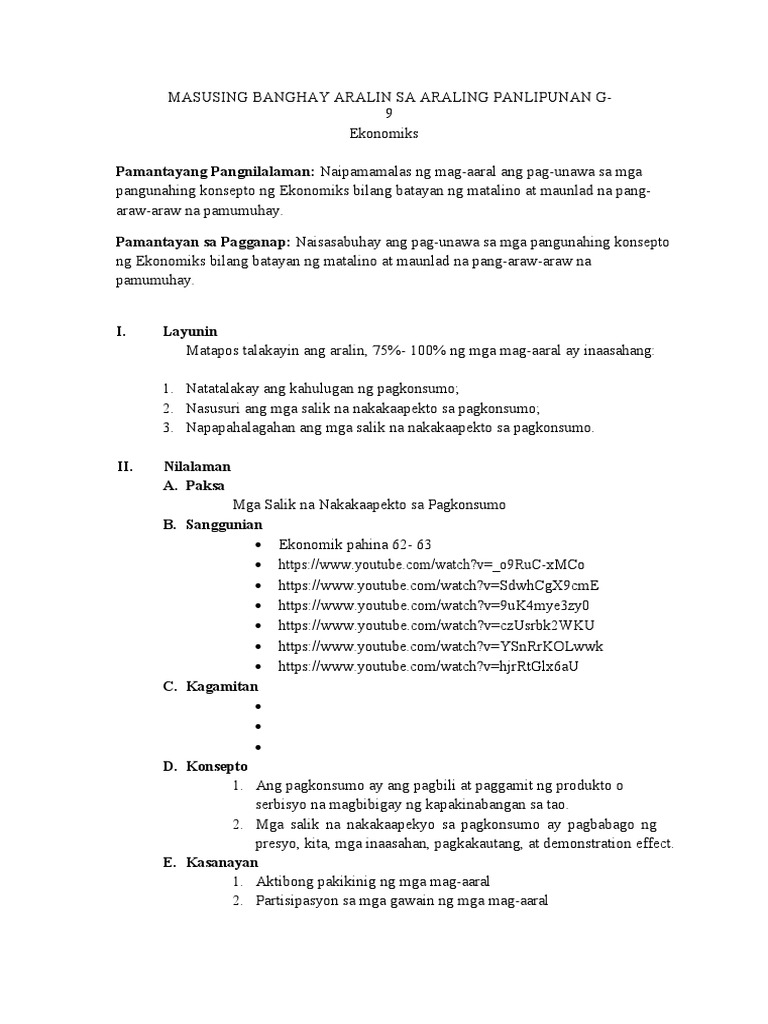 Mga Salik Na Nakakaapekto Sa Pagkonsumo | PDF