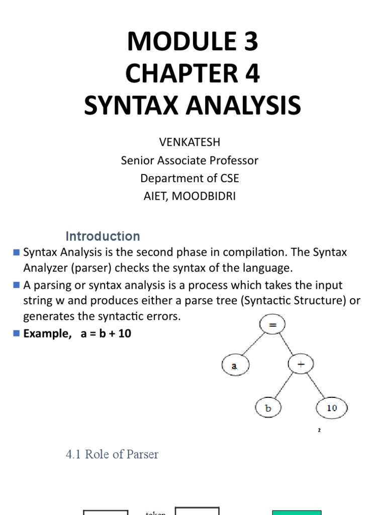 MODULE 3 Syntax Analysis | PDF | Parsing | Syntax