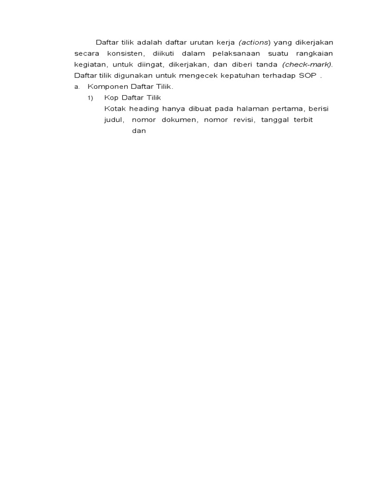 Format Daftar Tilik | PDF