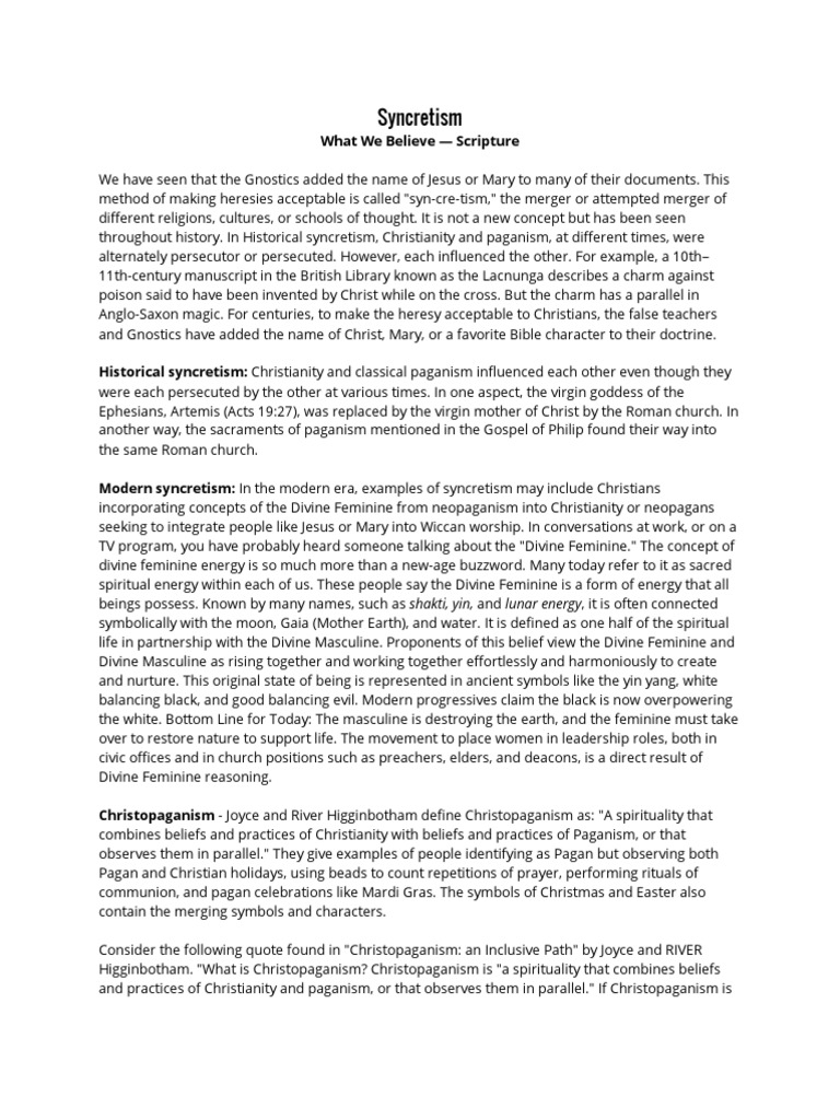 Syncretism What We Believe Text | PDF | Jesus | Sin