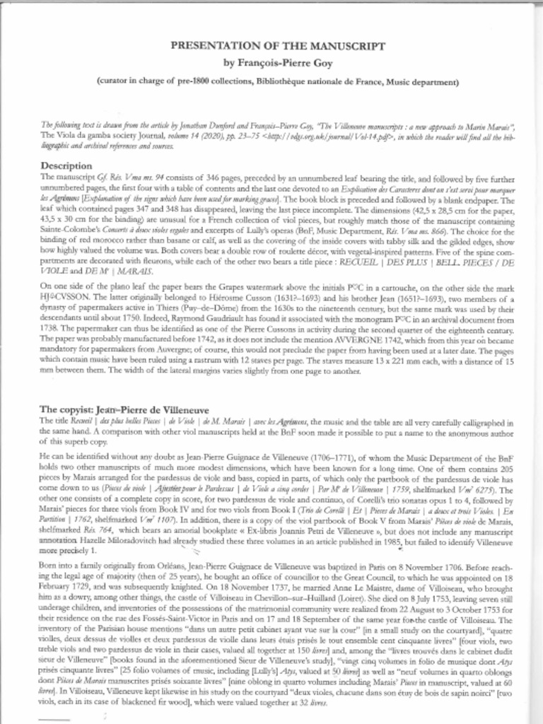 2 Pages From Marais Delaistre Manuscript Scan of Facsimile | PDF