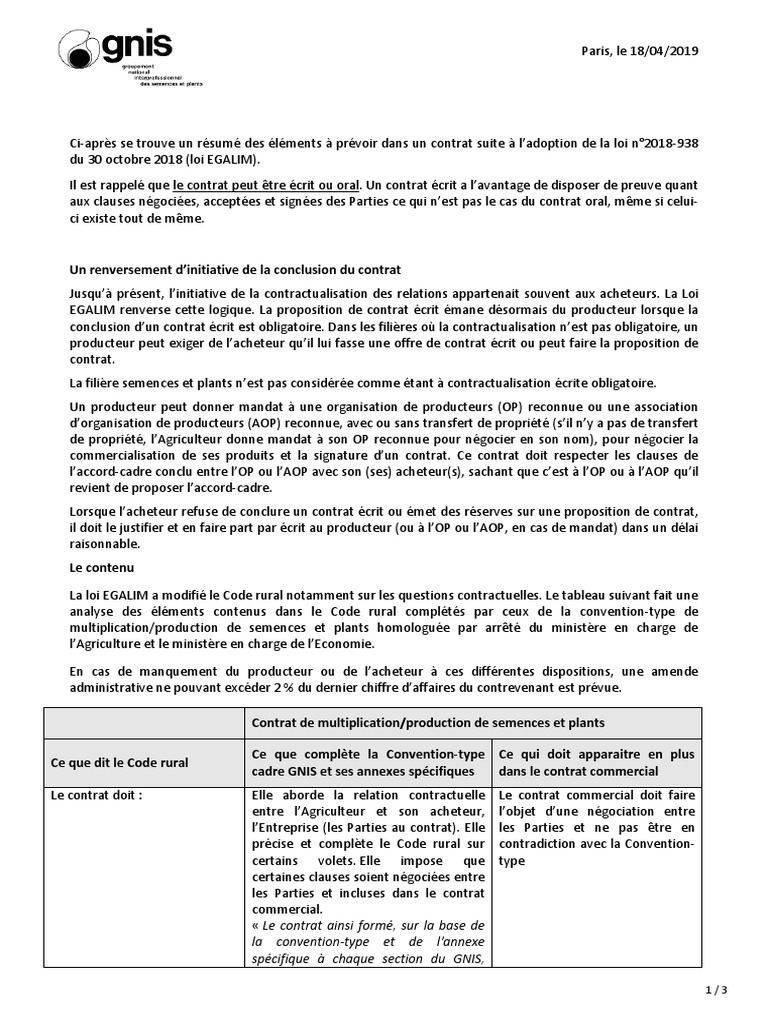 Egalim Et Contrat Semences | PDF | Facture | Agriculture