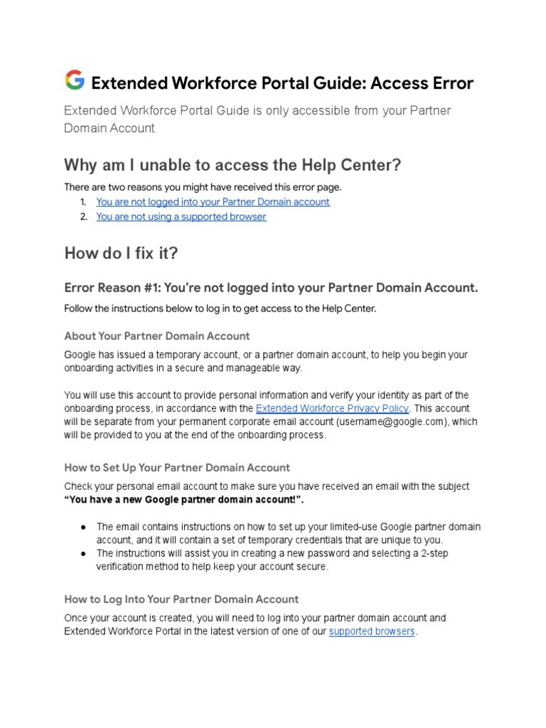 Extended Workforce Portal Access Guide | PDF | Login | Software