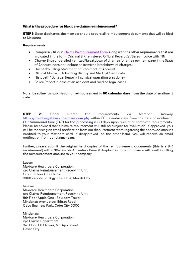 Reimbursement Claim Process | PDF | Service Industries