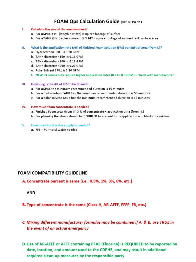 FOAM Ops Calculation Guide | PDF | Chemistry