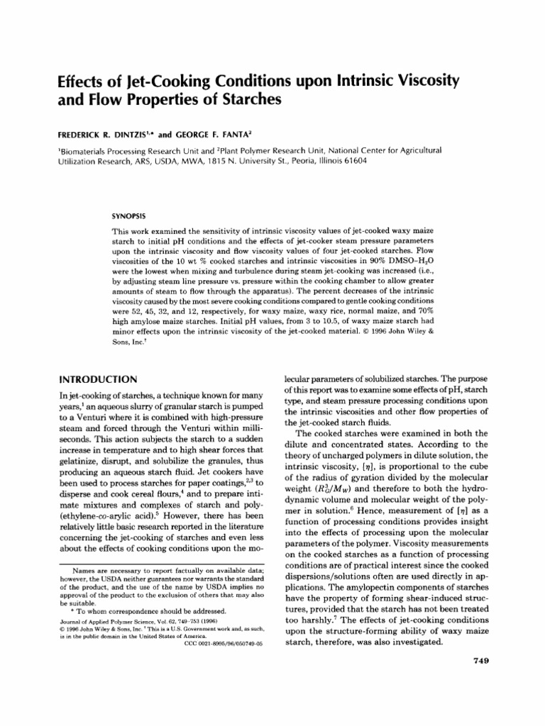 Jet Cooking | PDF | Starch | Viscosity