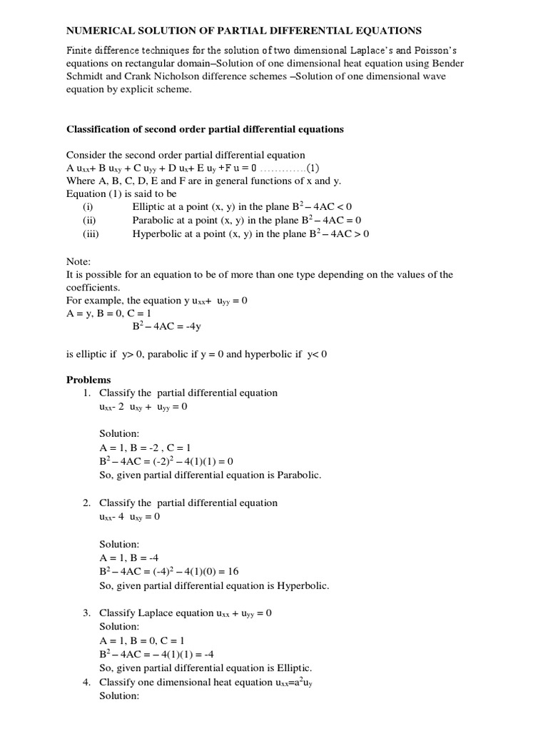 Numerical Solution For PDE | PDF | Partial Differential Equation ...