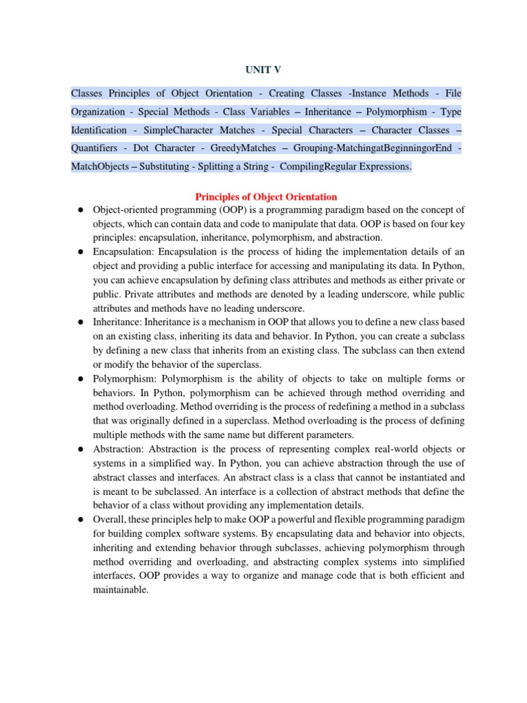 Unit V Python Pdf Method Computer Programming Inheritance Object Oriented Programming 5027
