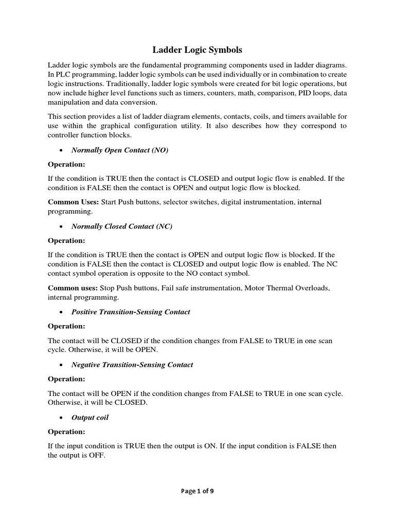 Ladder Logic Symbols - 4 | PDF | Programmable Logic Controller | Boolean Data Type
