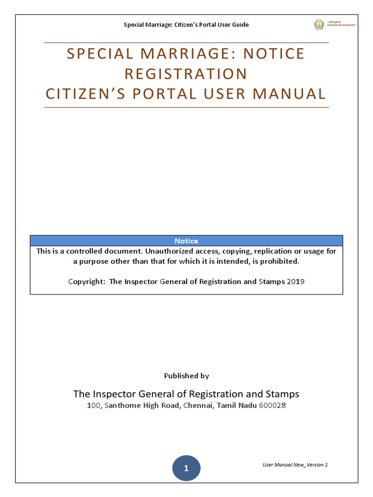 Special Marriage - Notice Creation - Portal - User Manual | PDF ...