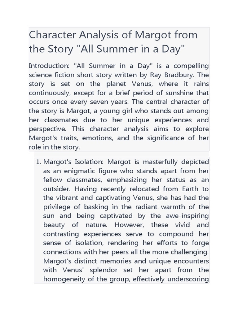 Character Analysis of Margot from the Story | PDF | Mind | Shylock