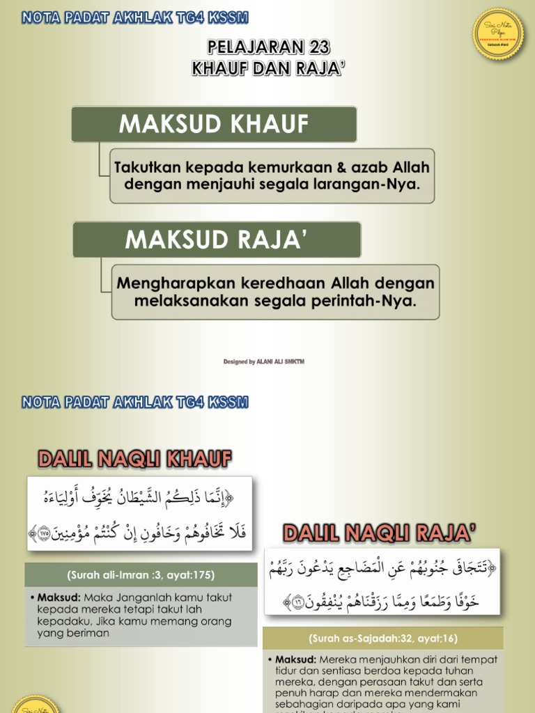 Nota Padat Khauf Dan Raja' | PDF