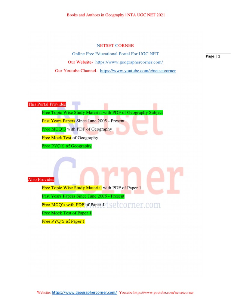 Books & Authors Geographer Corner | PDF | Geomorphology | Geography
