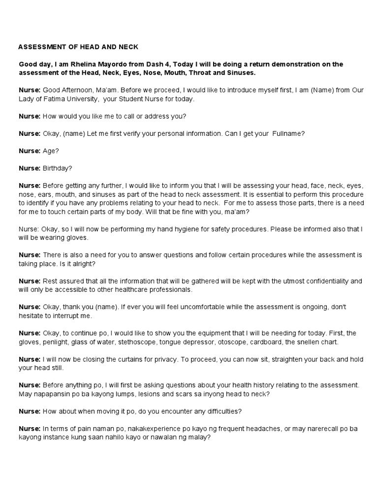 Script For Head To Neck | PDF | Human Nose | Human Anatomy