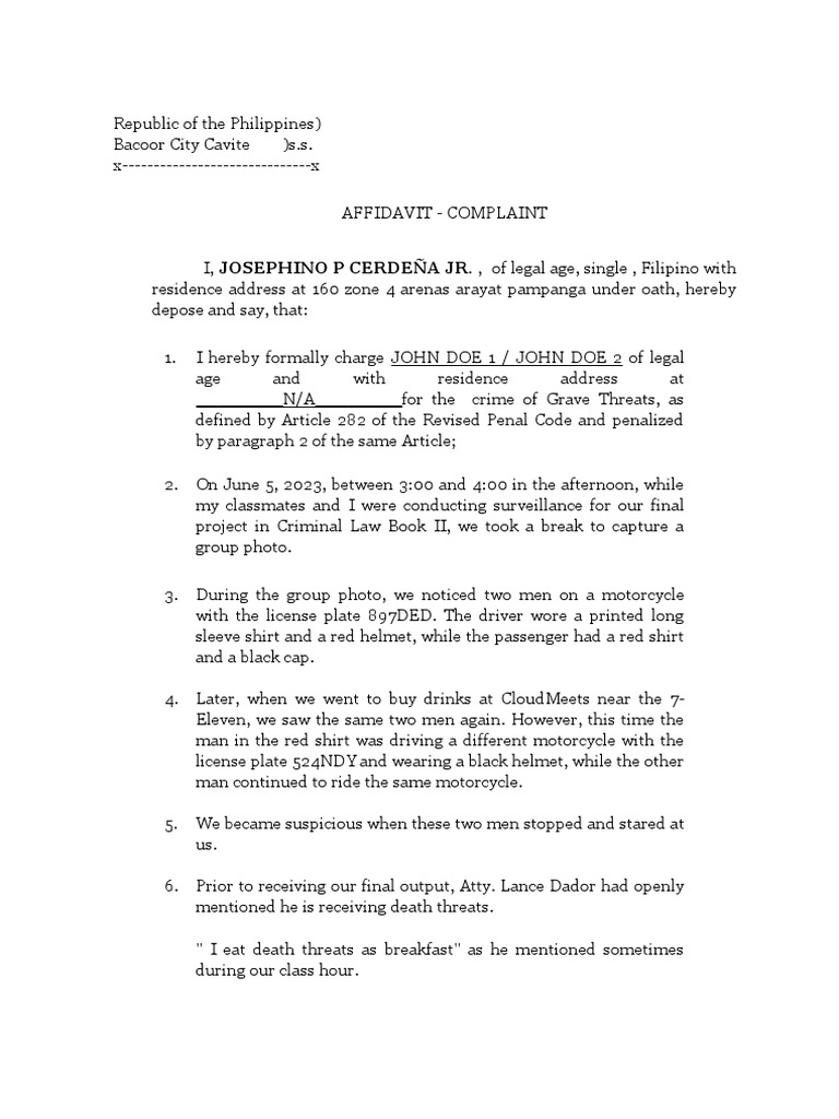 Claw, Affidavit | PDF | Crimes | Crime & Violence