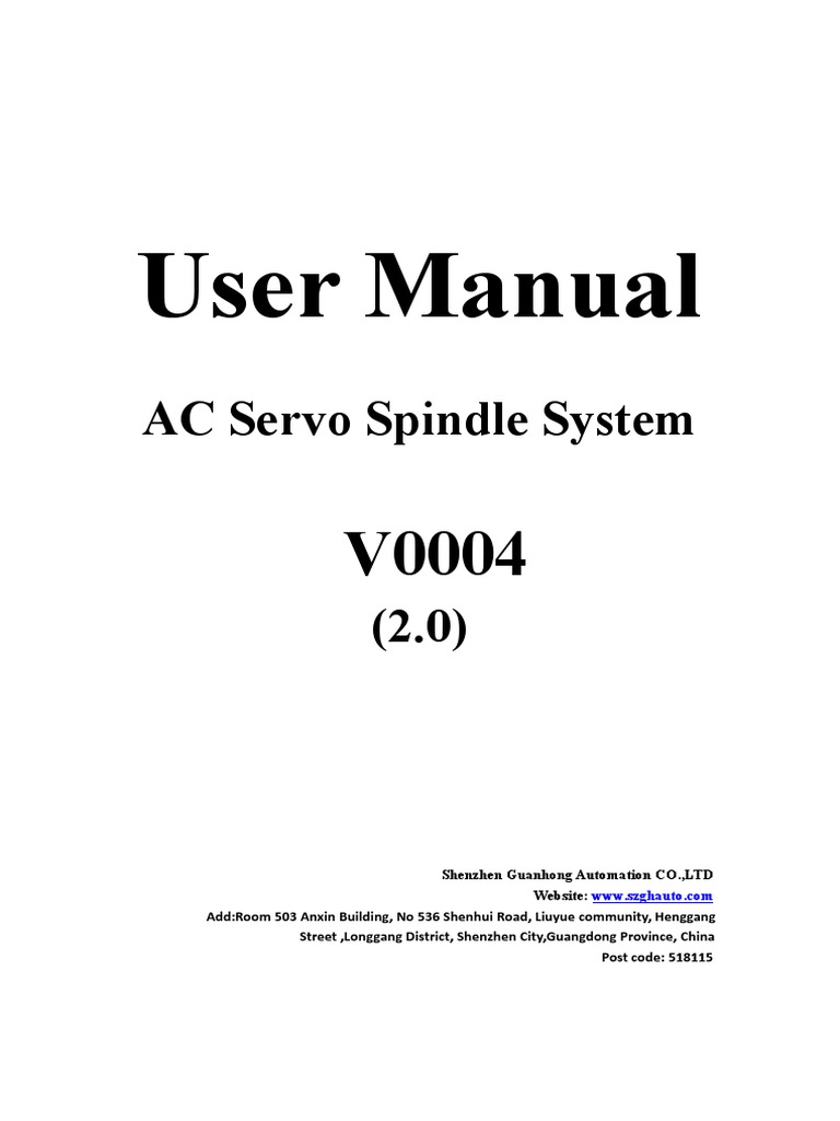 AC Servo Spindle System V0004 (V2.0) | PDF | Electric Motor | Numerical Control