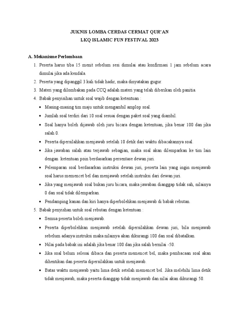 Juknis Lomba CCQ | PDF