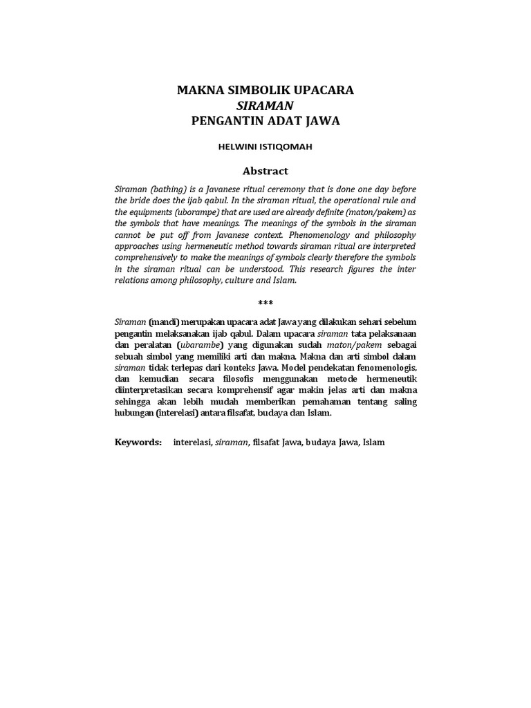 Makna Simbolik Upacara Siraman Helwini | PDF