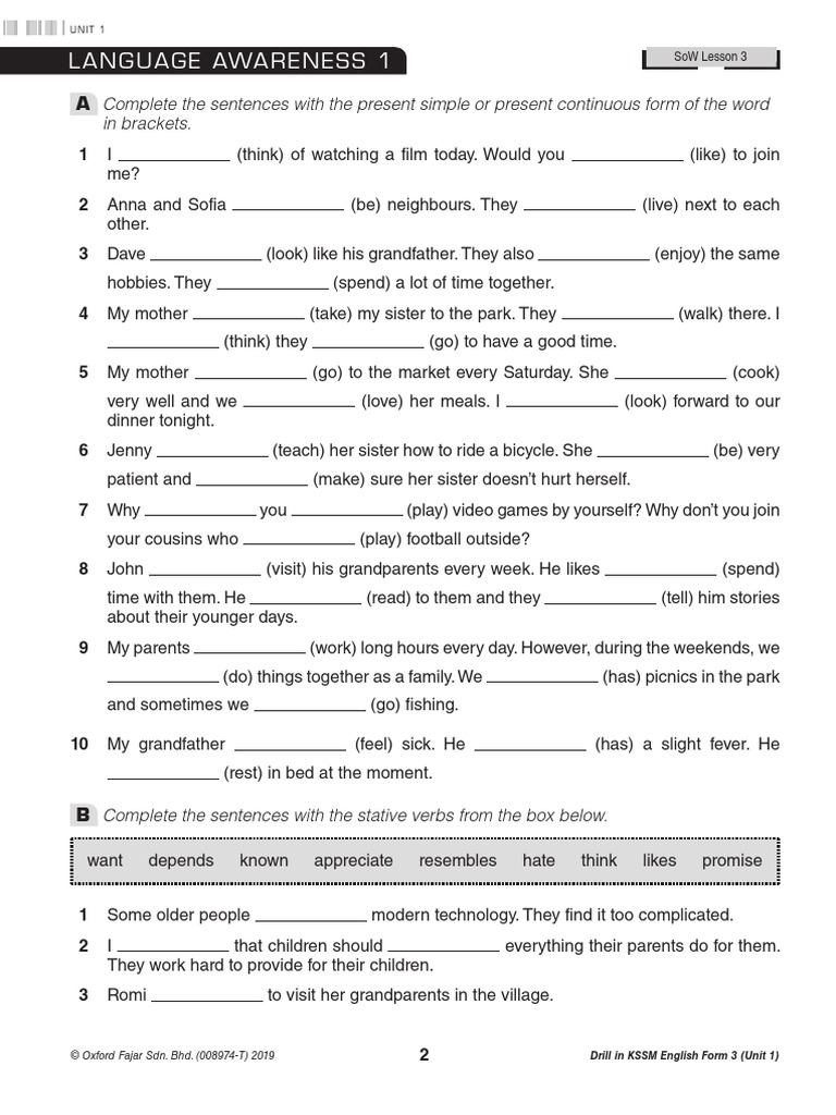 English Form 3 Units 1-2 | PDF | Linguistics