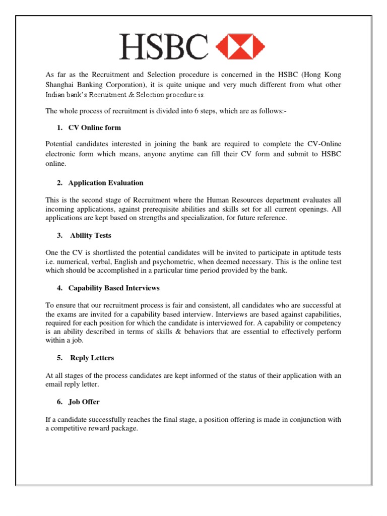 HSBC | PDF | Recruitment | Test (Assessment)