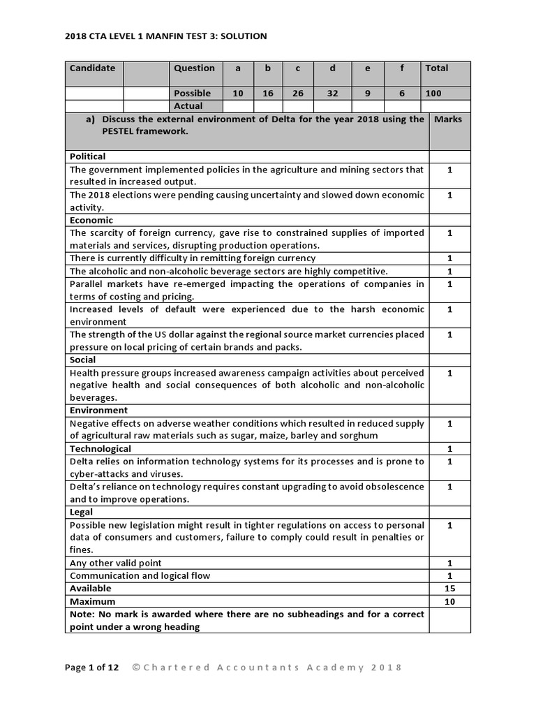 2018 CTA LEVEL 1 Manfin Test 3 - Solution | PDF | Pricing | Computer ...