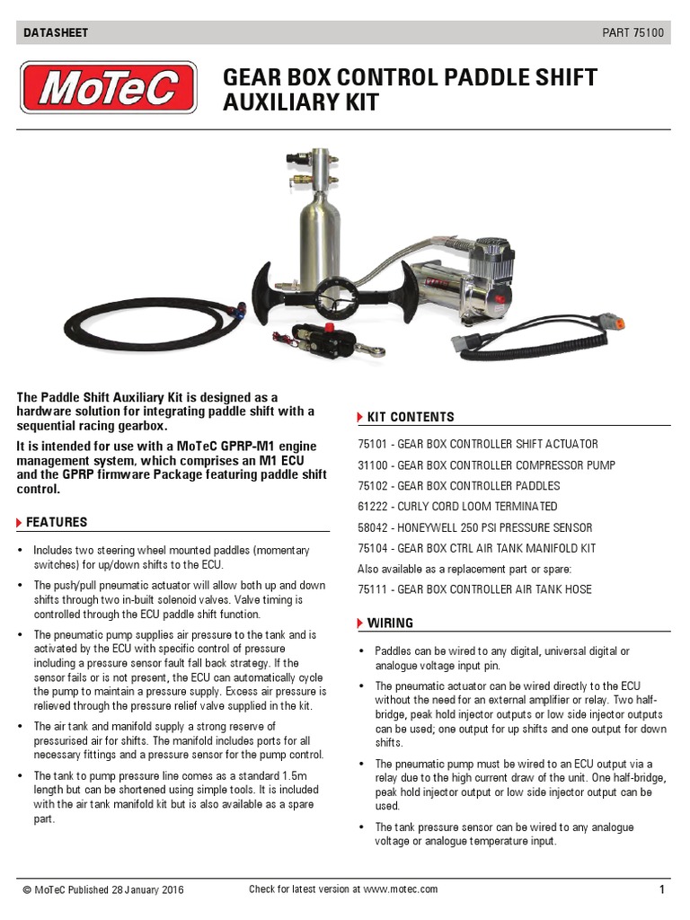 MoTeC Paddle Shift Auxiliary Kit | PDF | Fuel Injection | Mechanical ...