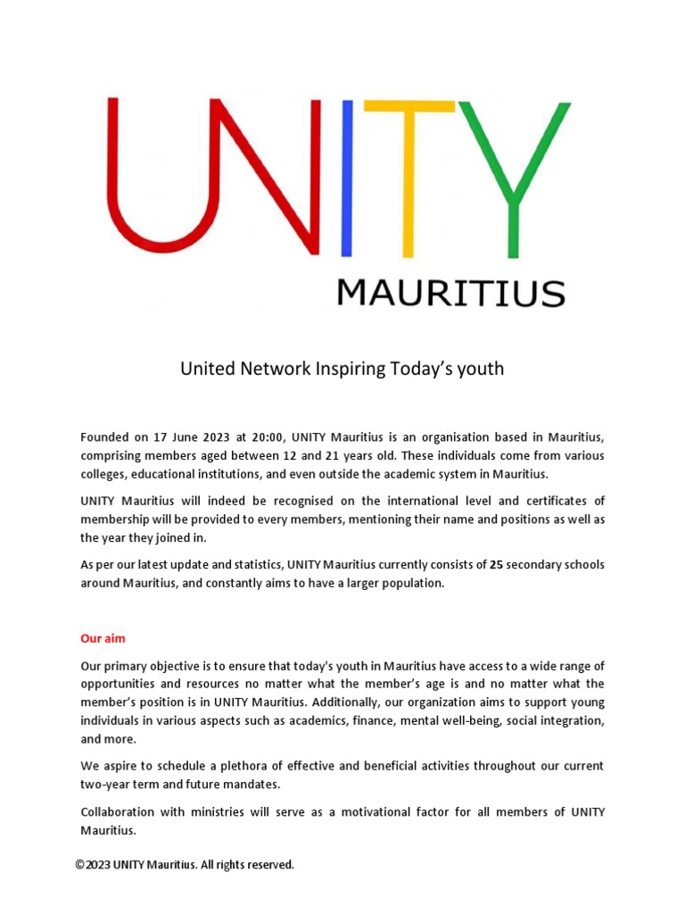 UNITY Mauritius Overview V0.1.7 Last Updated 28 Jun20.07 | PDF ...